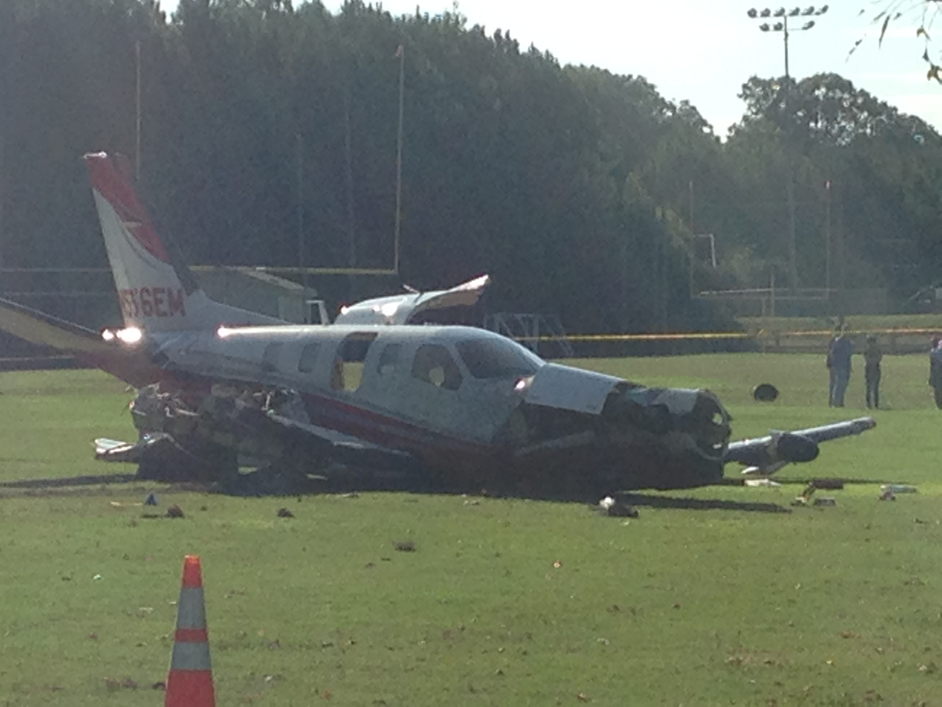 Single engine aircraft crash lands on high school field | 11alive.com