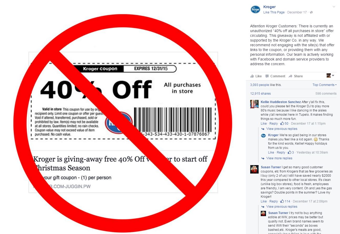 Kroger warns about fake 40% off coupon | 11alive.com